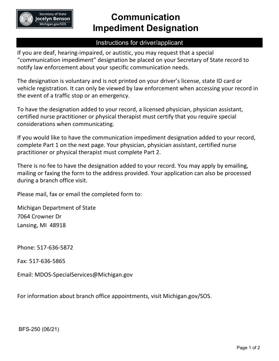 Form BFS-250 - Fill Out, Sign Online and Download Fillable PDF ...