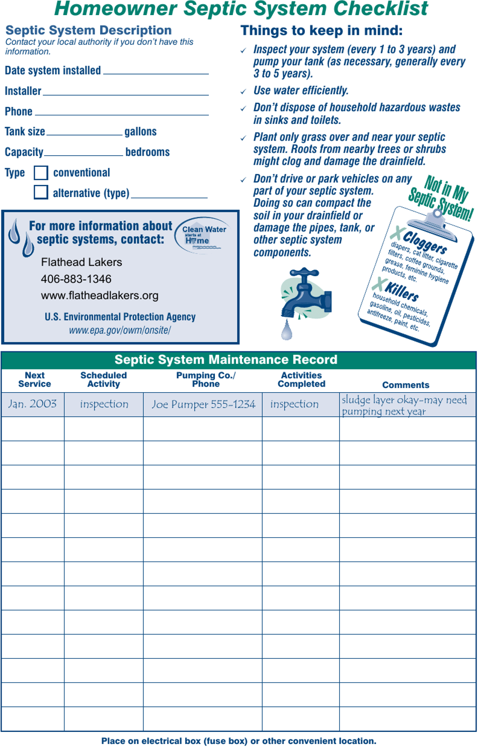Montana Homeowner Septic System Checklist - Fill Out, Sign Online and ...
