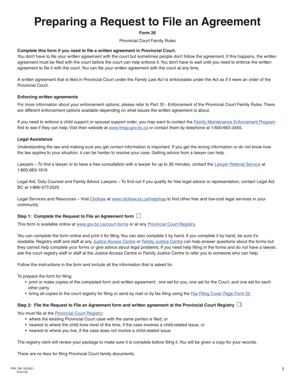 Form 26 (PFA736) - Fill Out, Sign Online and Download Fillable PDF ...