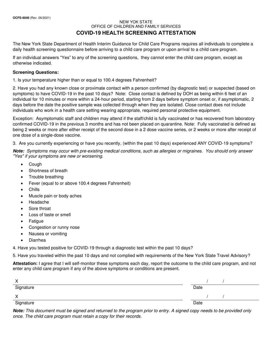 Form OCFS-6040 - Fill Out, Sign Online and Download Printable PDF, New ...