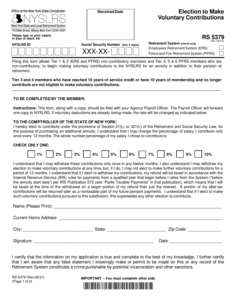 Form RS5379 Download Fillable PDF or Fill Online Election to Make ...