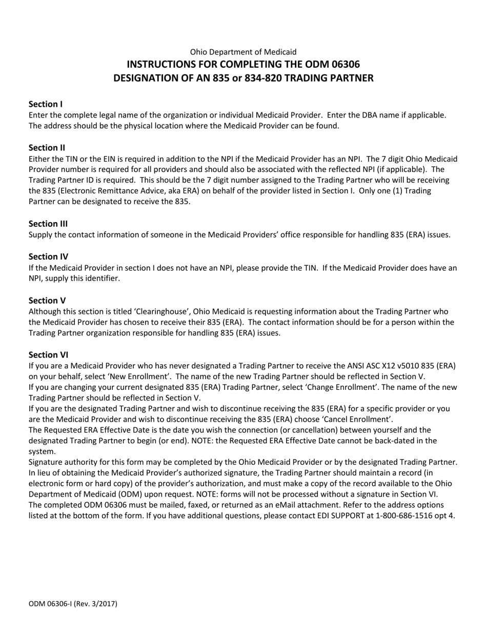 Download Instructions for Form ODM06306 Designation of an 835 or 834 ...