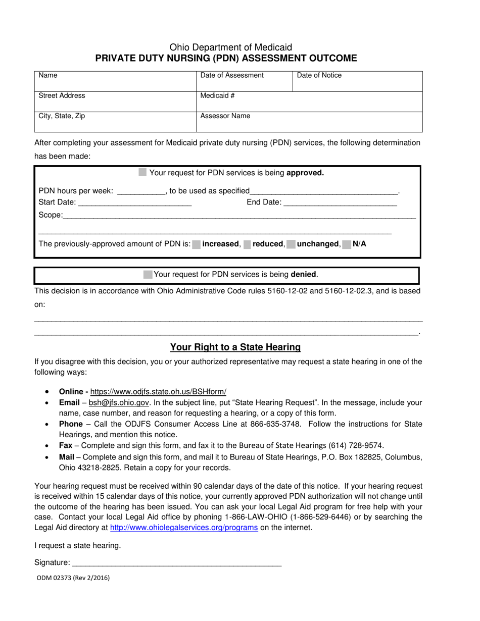 Form ODM02373 - Fill Out, Sign Online and Download Fillable PDF, Ohio ...