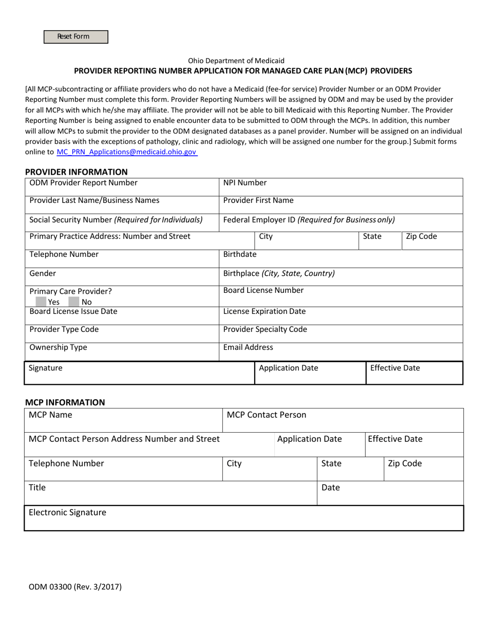 Form ODM03300 - Fill Out, Sign Online and Download Fillable PDF, Ohio ...