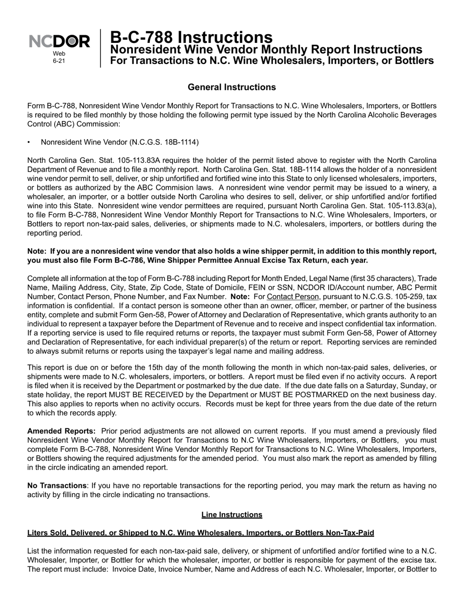 Download Instructions for Form B-C-788 Nonresident Wine Vendor Monthly ...