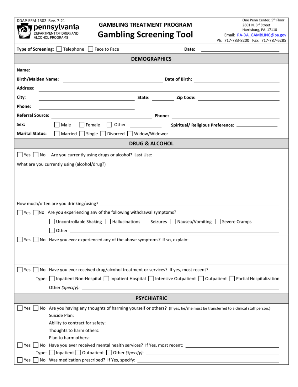Form DDAP-EFM-1302 Download Fillable PDF or Fill Online Gambling ...
