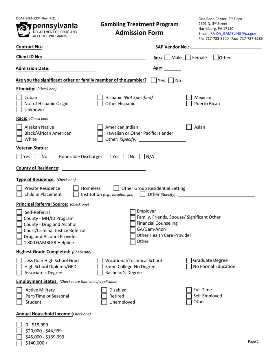 Form DDAP-EFM-1304 Download Fillable PDF or Fill Online Gambling ...