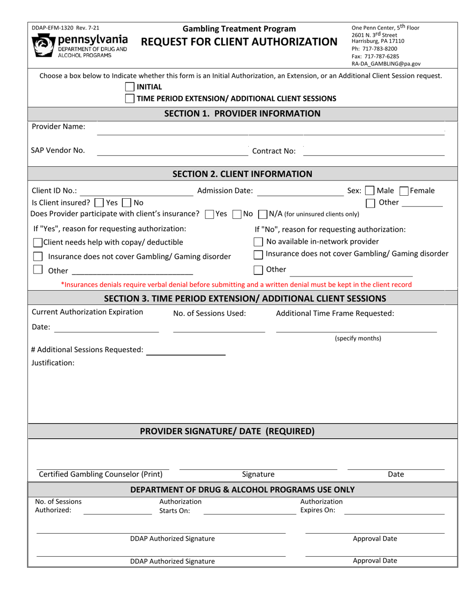 Form DDAP-EFM-1320 Download Fillable PDF or Fill Online Request for ...