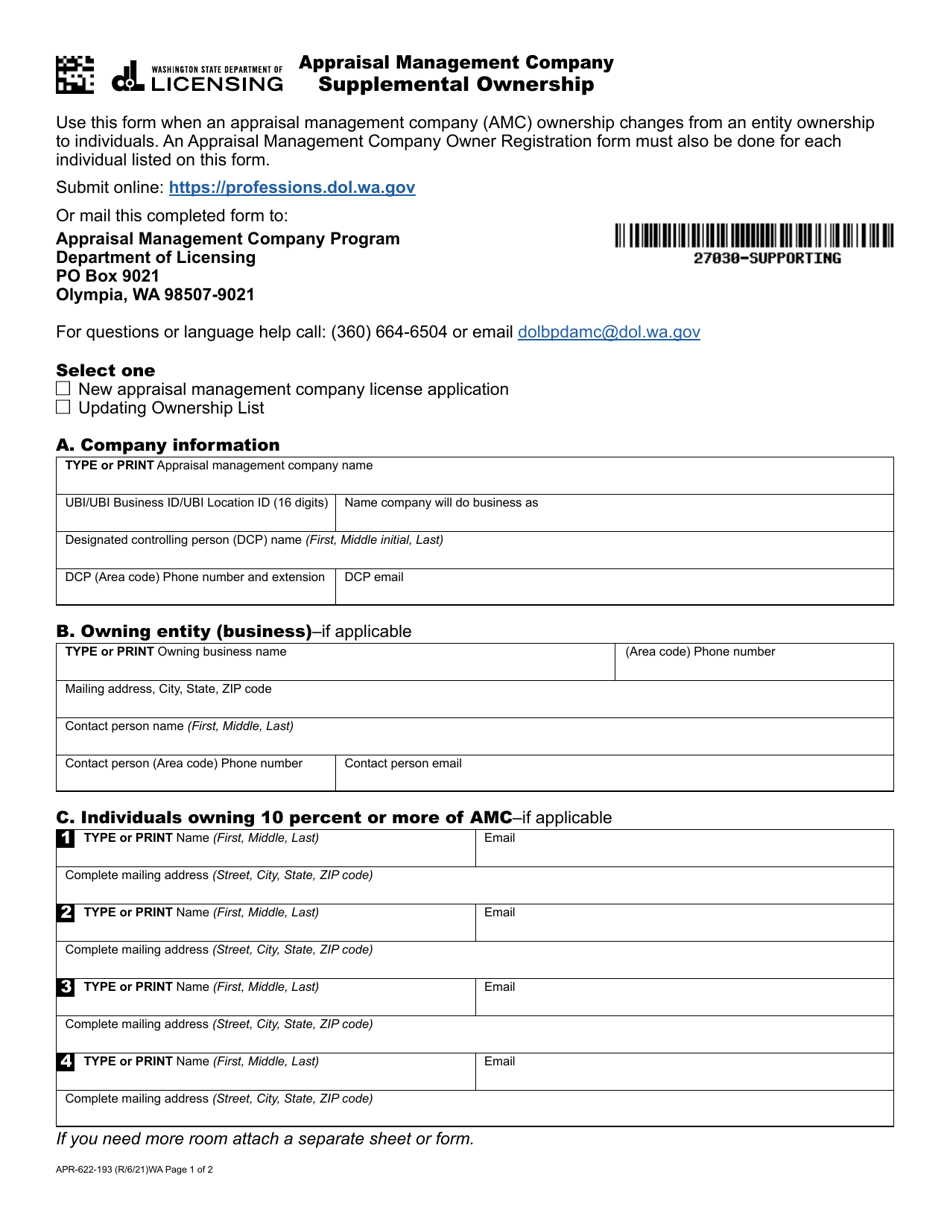 Form APR-622-193 Download Fillable PDF or Fill Online Appraisal ...