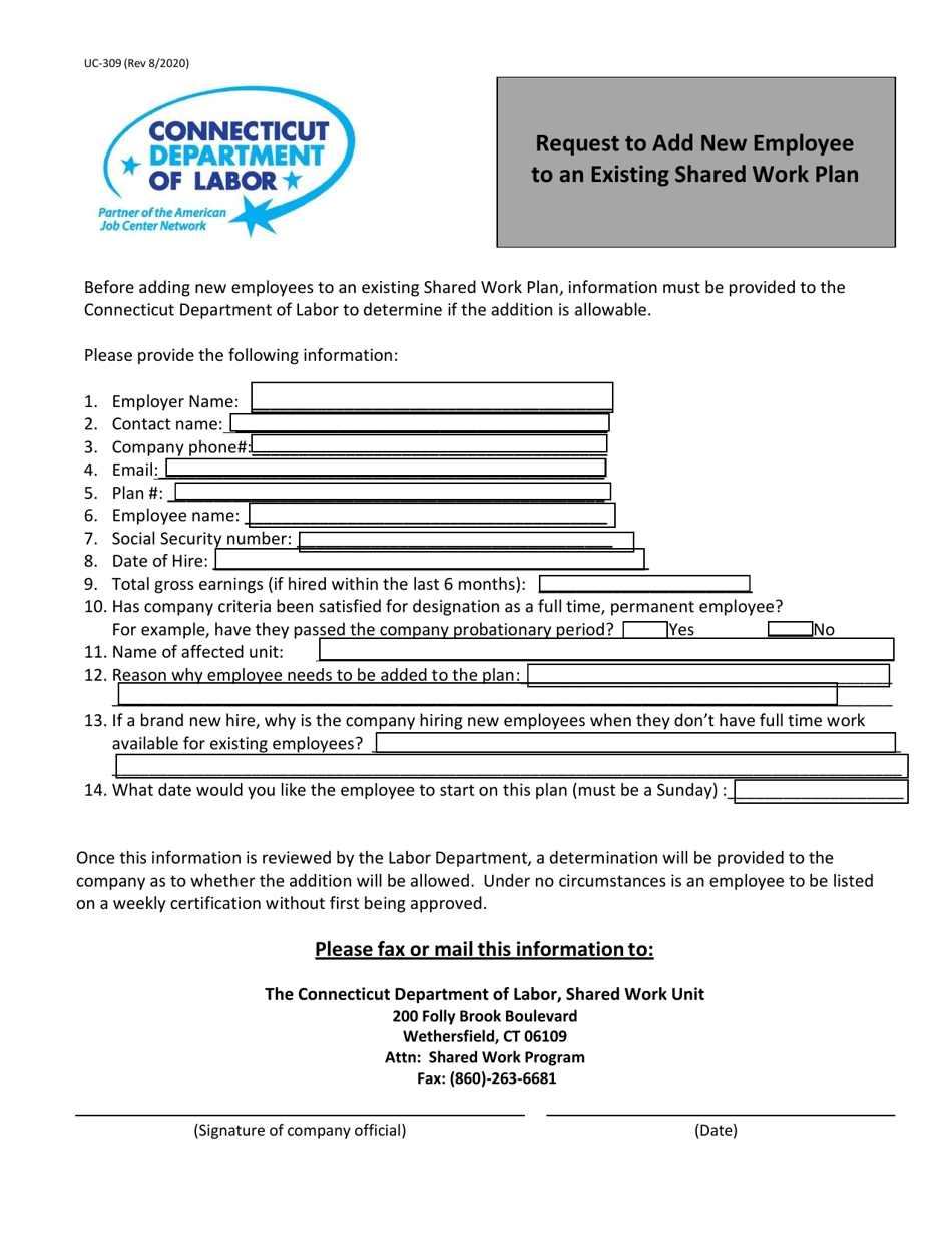 Form UC-309 - Fill Out, Sign Online and Download Fillable PDF ...