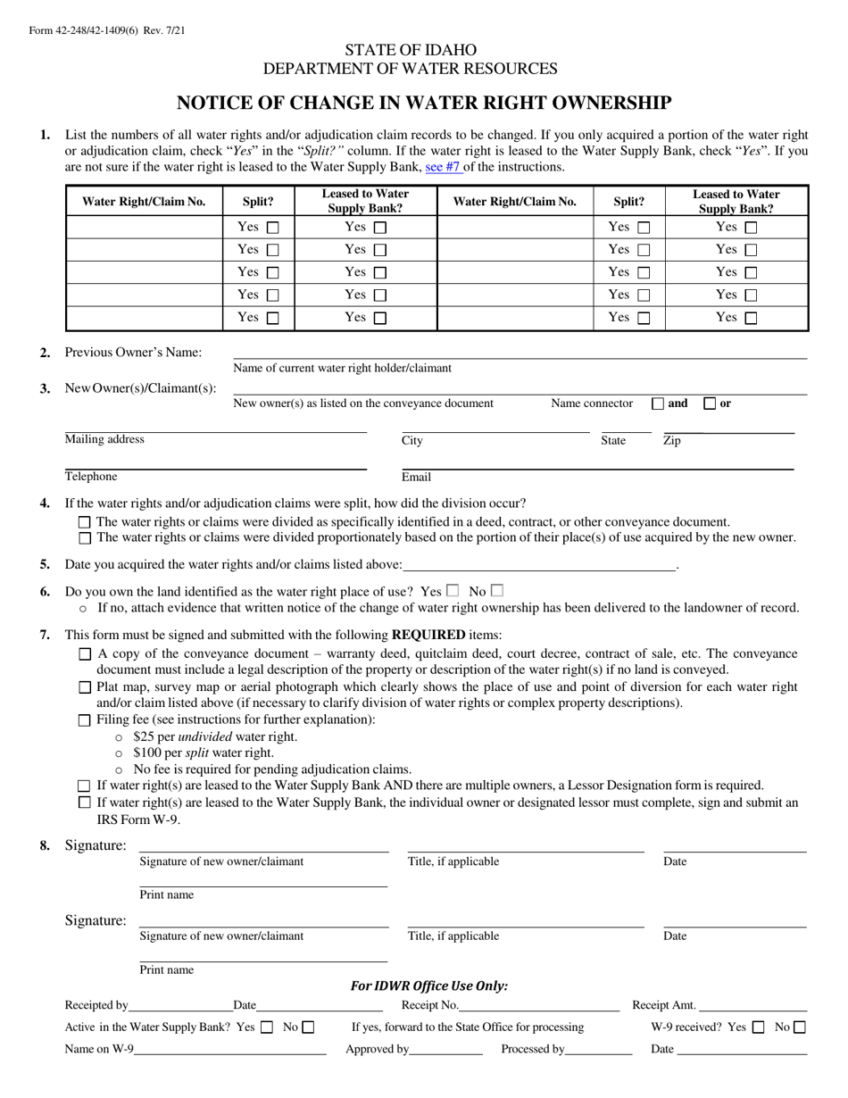 Form 42-248/42-1409(6) - Fill Out, Sign Online and Download Fillable ...
