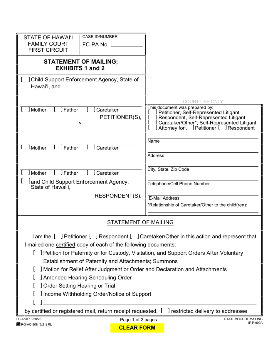 Form 1F-P-999A - Fill Out, Sign Online and Download Fillable PDF ...