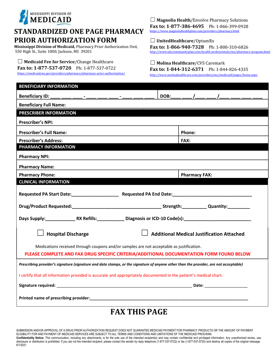 Mississippi Prior Authorization Form - Hepatitis C Therapy - Fill Out ...