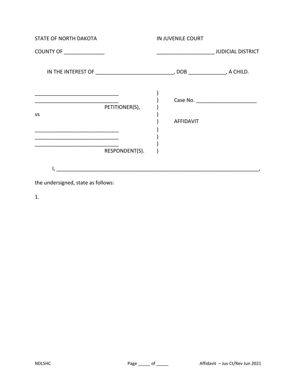 North Dakota Affidavit - Fill Out, Sign Online and Download PDF ...