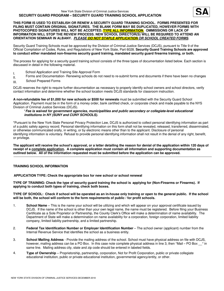 New York Security Guard Training School Application - Fill Out, Sign ...