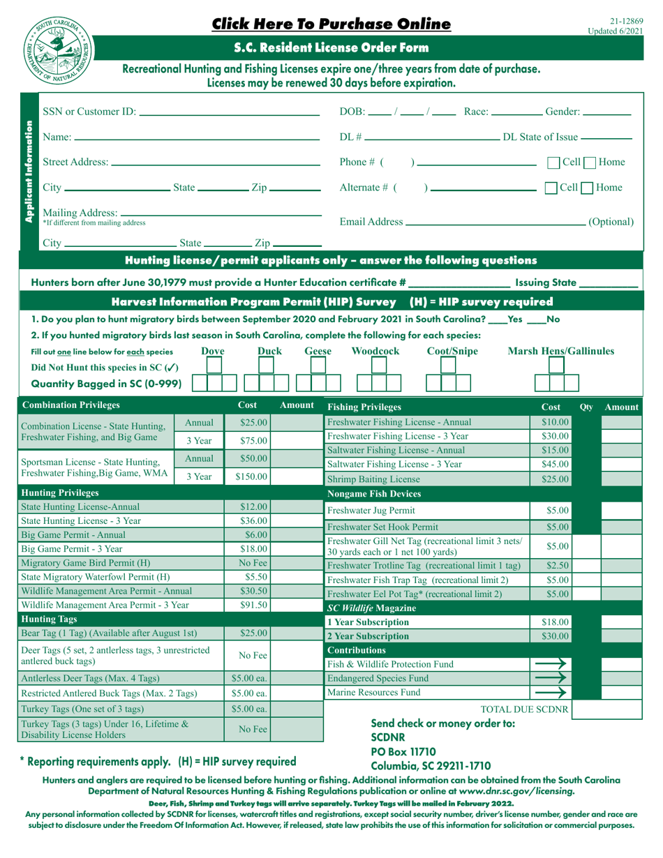 Form 21-12869 - Fill Out, Sign Online and Download Fillable PDF, South ...