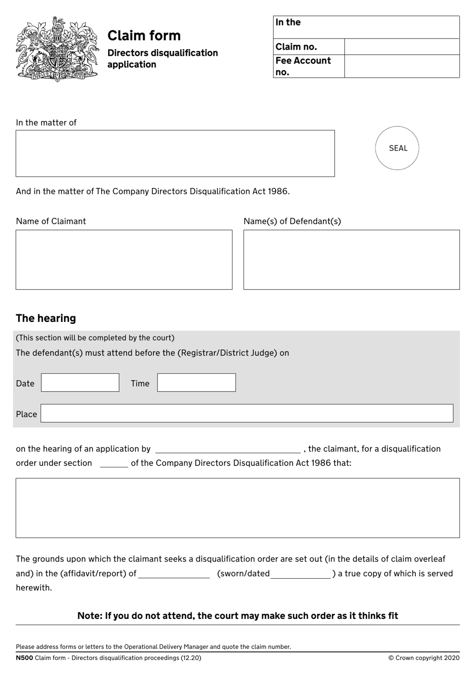 Form N500 - Fill Out, Sign Online and Download Fillable PDF, United ...