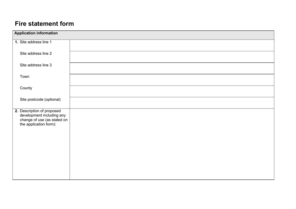 United Kingdom Fire Statement Form - Fill Out, Sign Online and Download ...