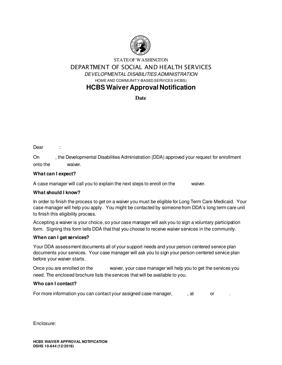DSHS Form 10-644 - Fill Out, Sign Online and Download Printable PDF ...