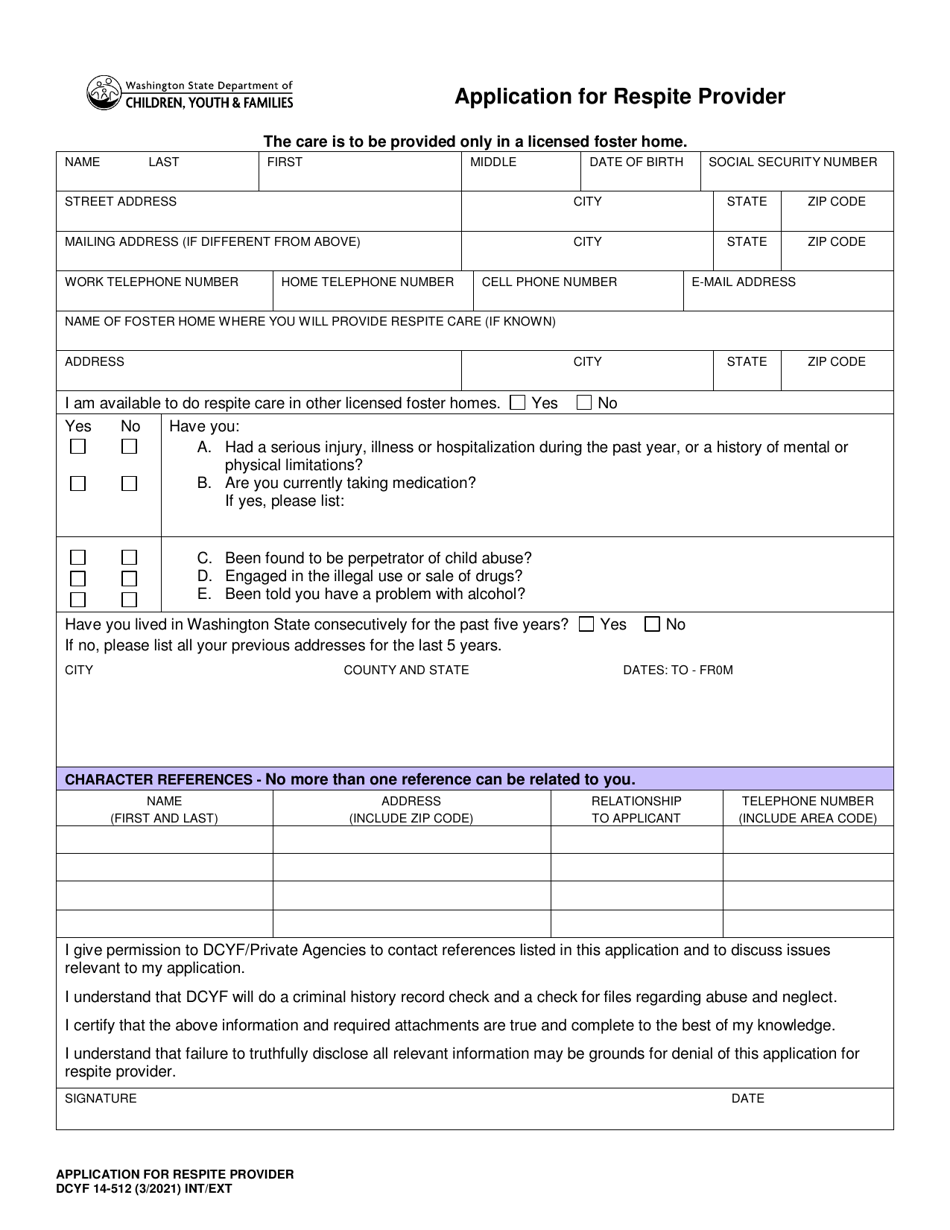DCYF Form 14-512 - Fill Out, Sign Online and Download Printable PDF ...