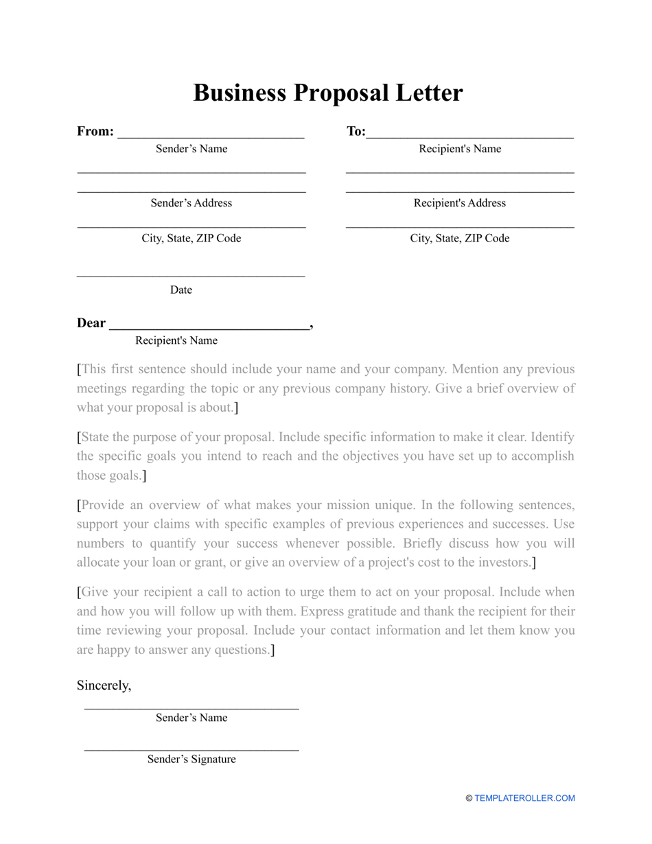 Business Proposal Letter Template Fill Out Sign Online And Download 