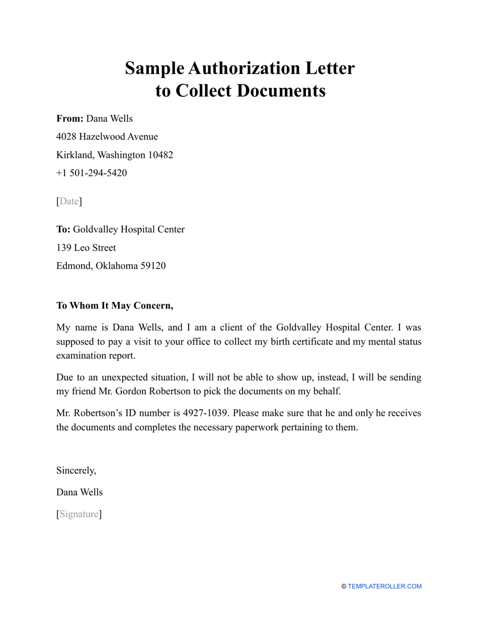 Breathtaking Info About Letter For Authorization To Collect Documents 