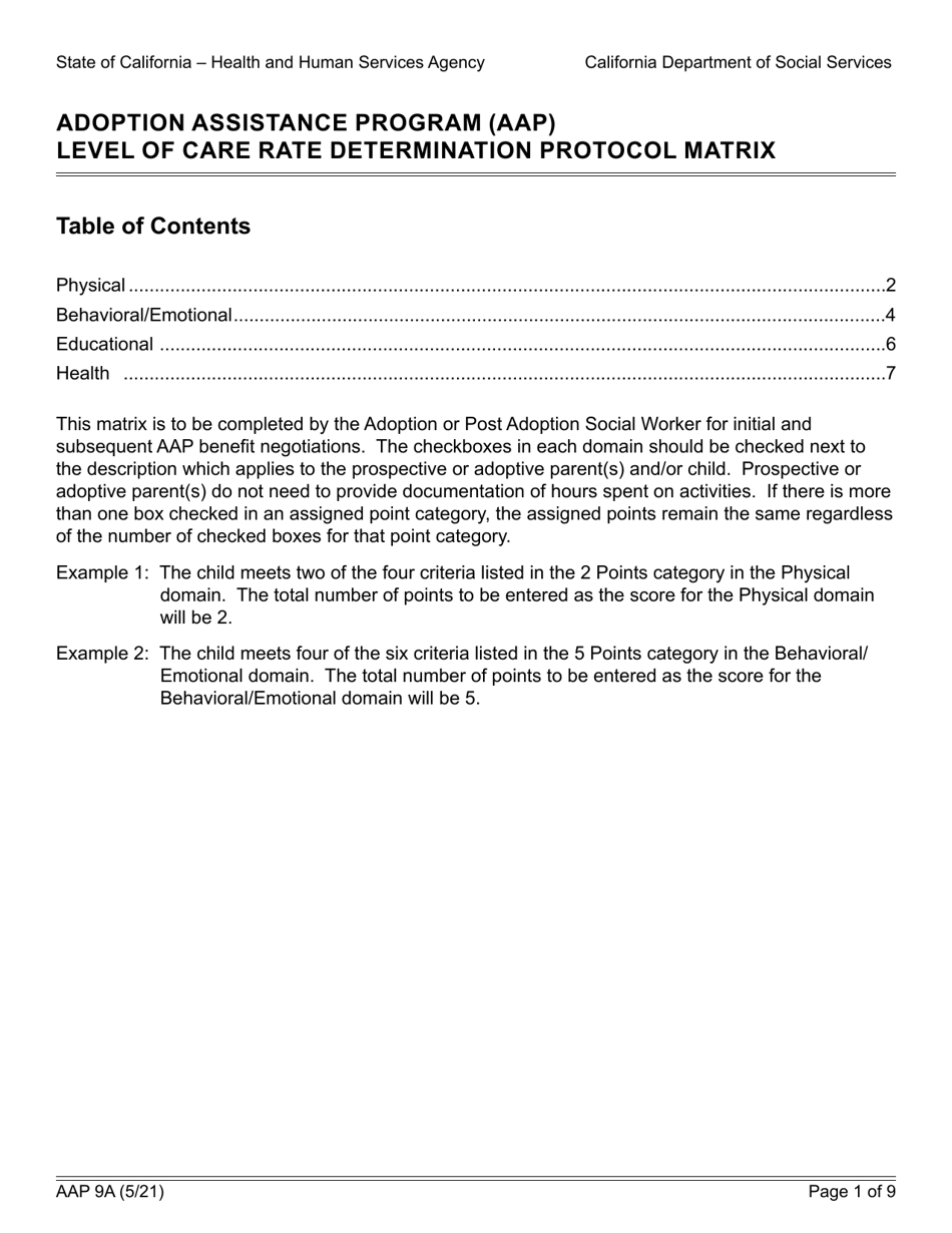 Form AAP9A - Fill Out, Sign Online and Download Fillable PDF ...