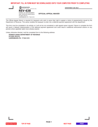 Form REV-638(FO) Download Fillable PDF or Fill Online Official Appeal ...