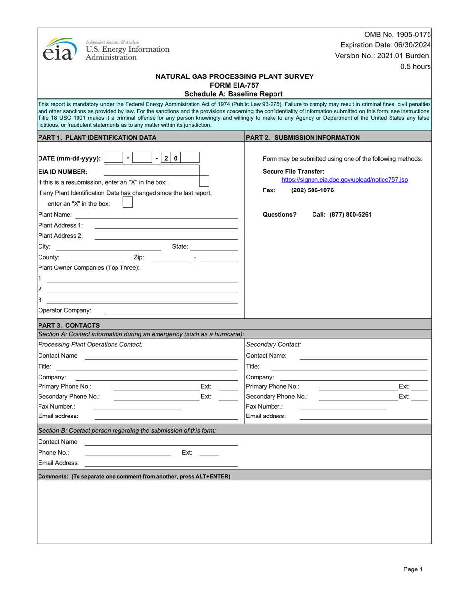 Form EIA-757 Schedule A - Fill Out, Sign Online and Download Printable ...