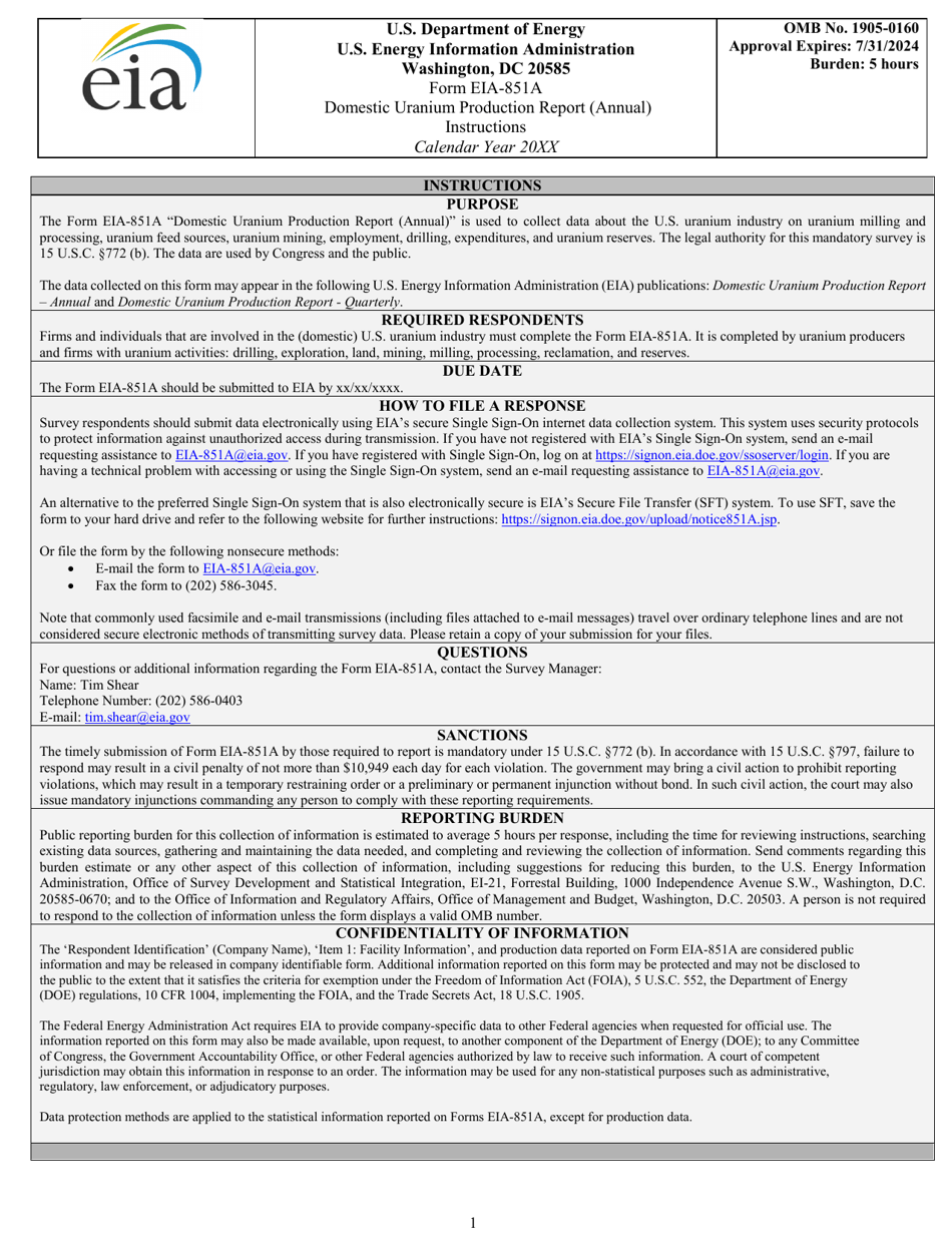 Download Instructions for Form EIA-851A Domestic Uranium Production ...
