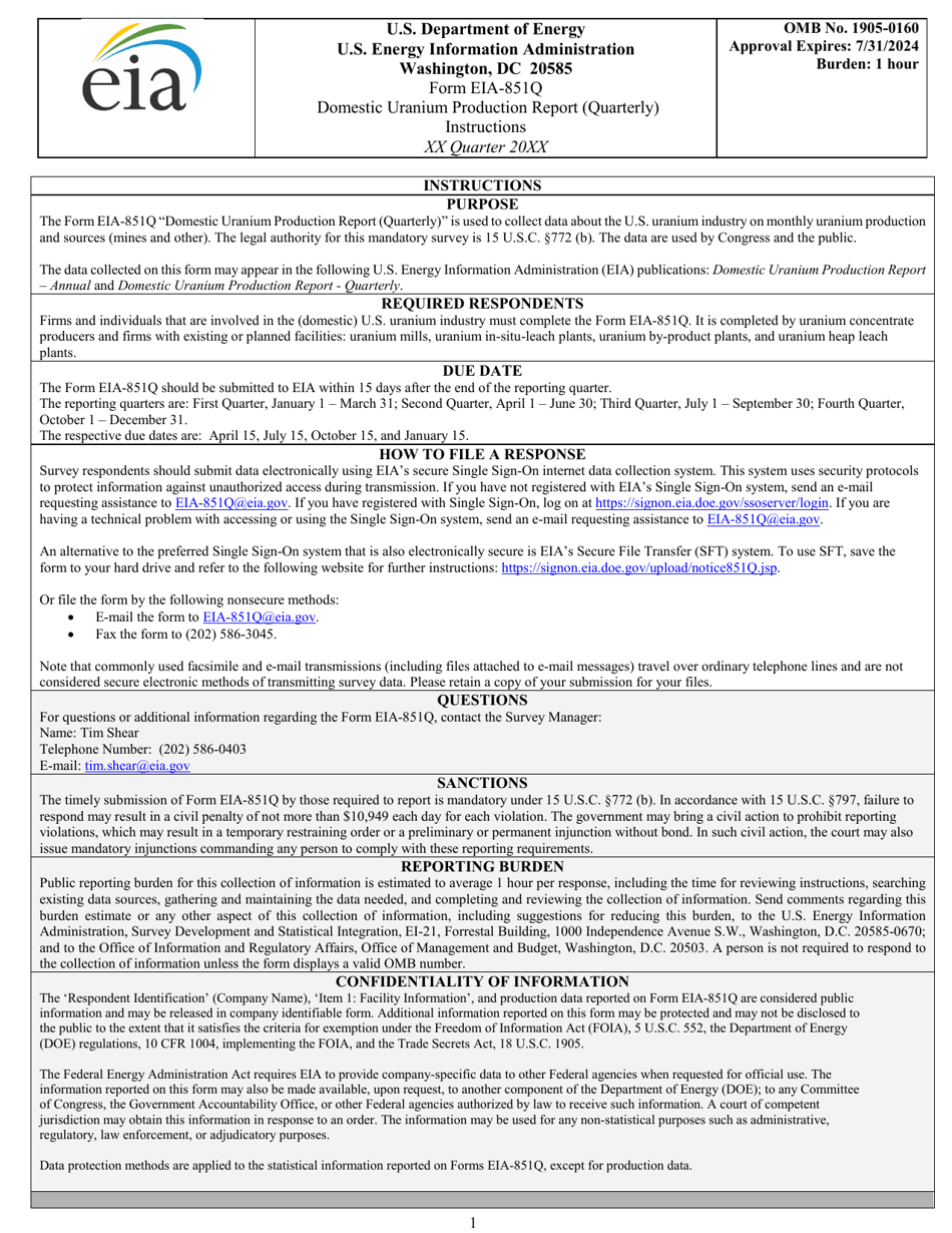 Download Instructions for Form EIA-851Q Domestic Uranium Production ...