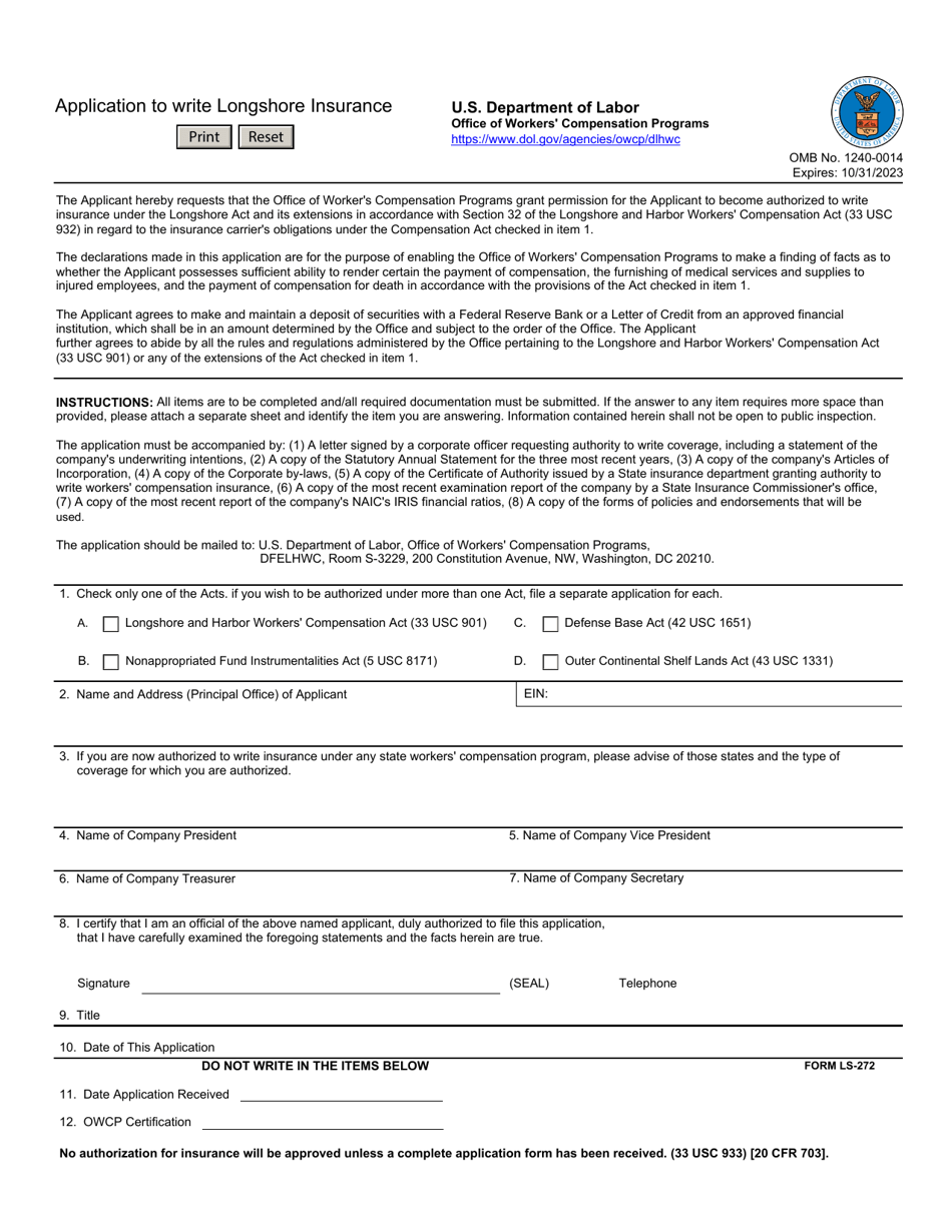 Form LS-272 - Fill Out, Sign Online and Download Fillable PDF ...