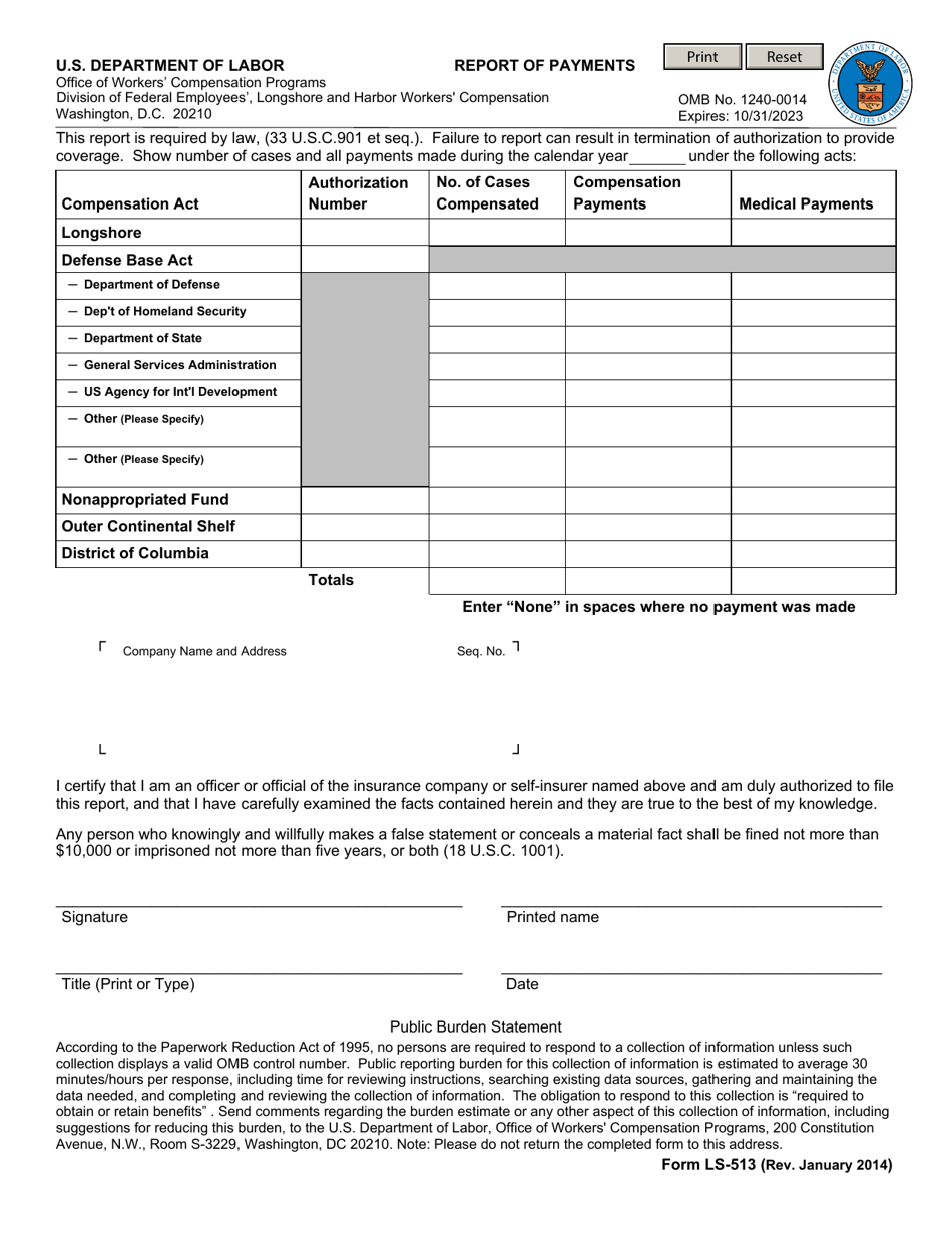 Form LS-513 - Fill Out, Sign Online and Download Fillable PDF ...