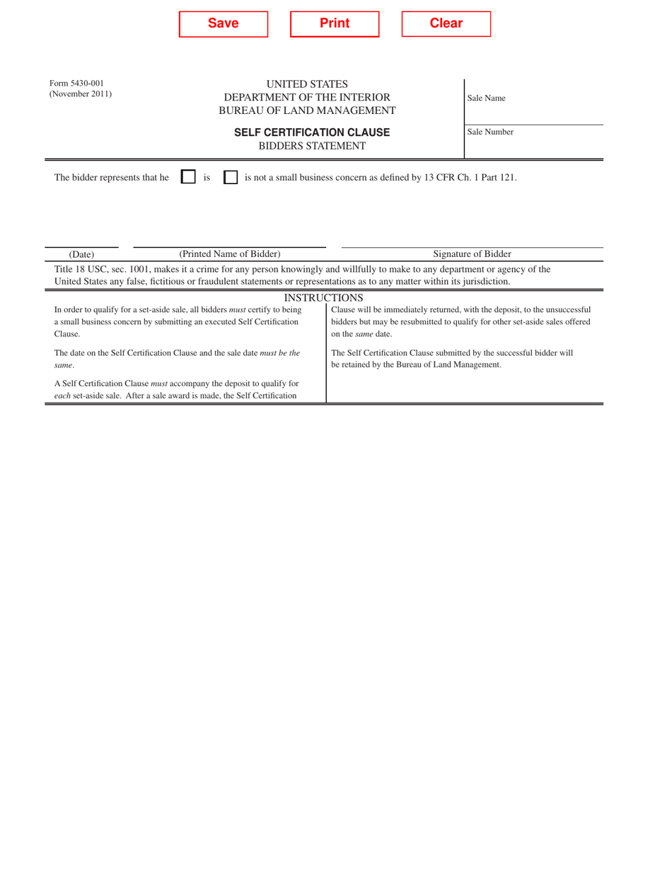 Form 5430-001 - Fill Out, Sign Online and Download Fillable PDF ...
