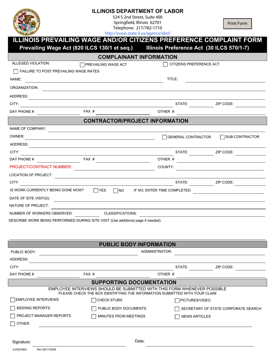 Form IL452CM04 - Fill Out, Sign Online and Download Fillable PDF ...
