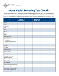 Illinois Men's Health Screening Test Checklist - Fill Out, Sign Online ...