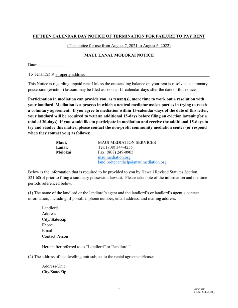 Form 2C-P-306 - 2022 - Fill Out, Sign Online and Download Fillable PDF ...