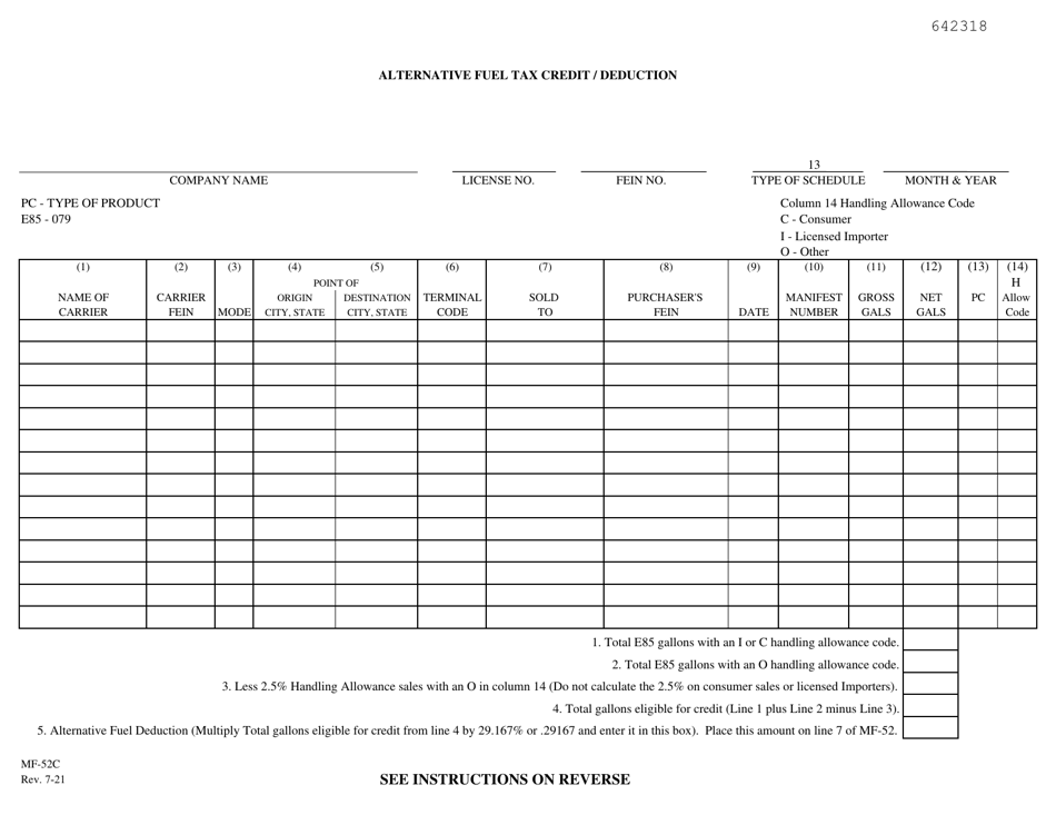 Form MF-52C Schedule 13 Download Fillable PDF or Fill Online ...