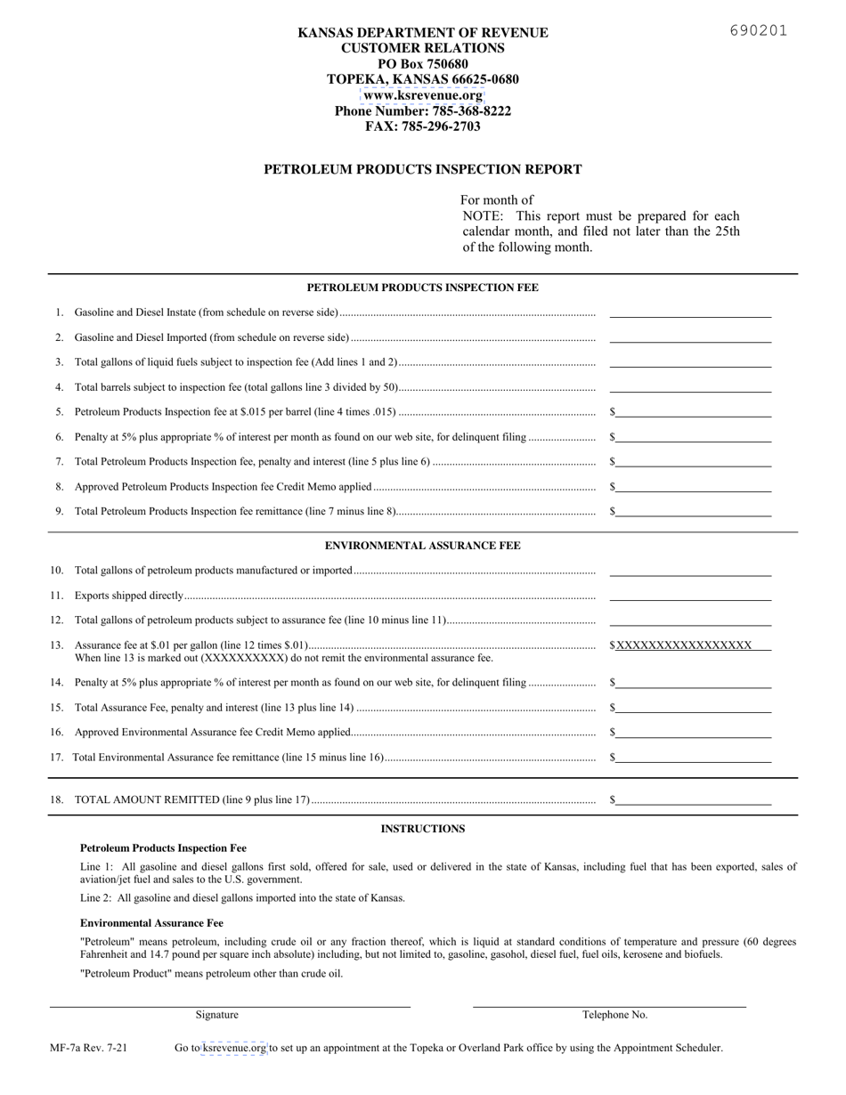 Form MF-7A Download Fillable PDF or Fill Online Petroleum Products ...