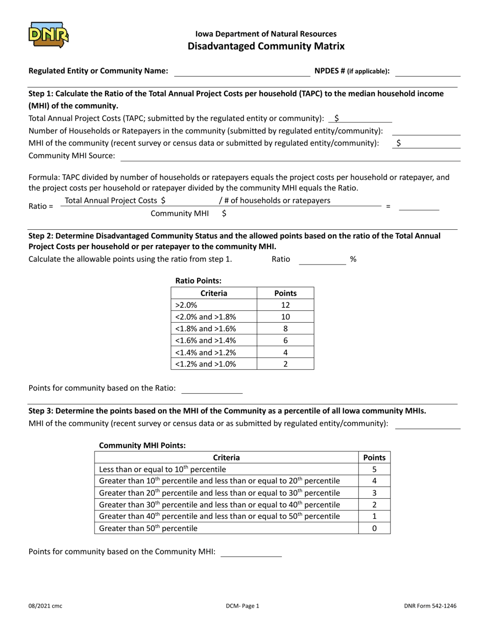 DNR Form 542-1246 Download Fillable PDF or Fill Online Disadvantaged ...