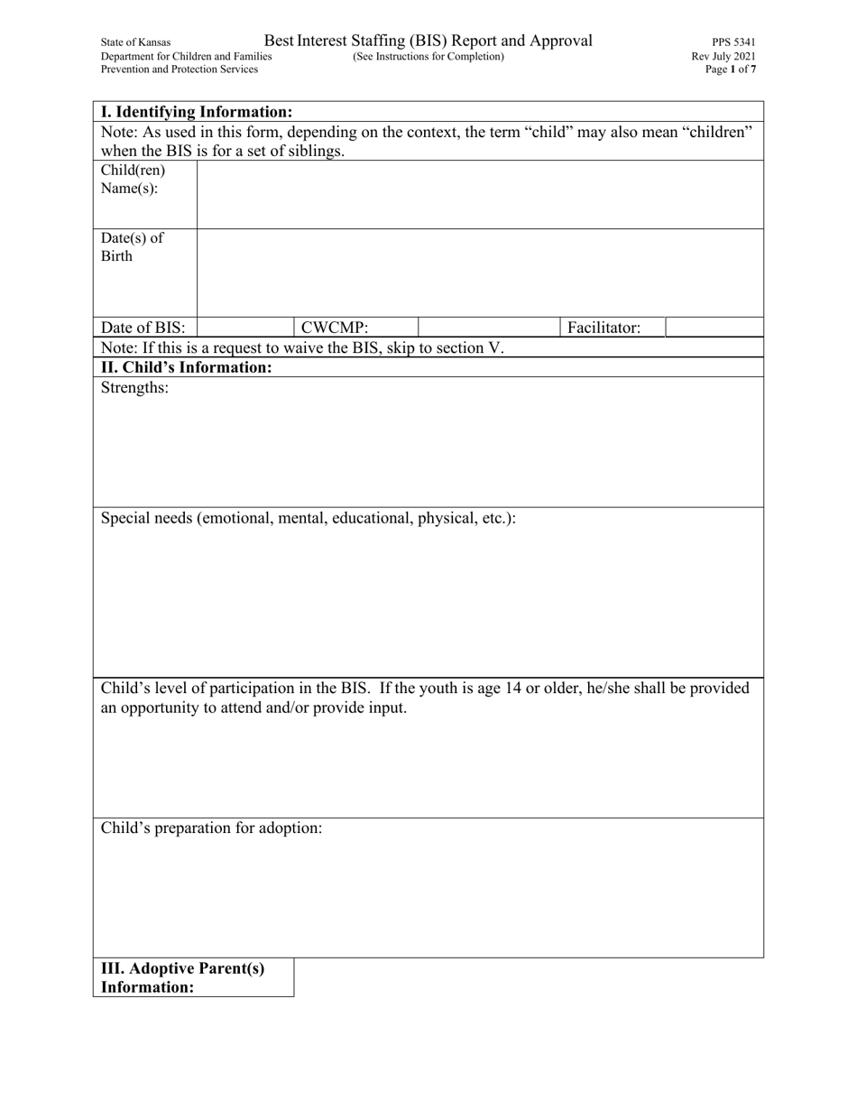 Form PPS5341 Download Printable PDF or Fill Online Best Interest ...