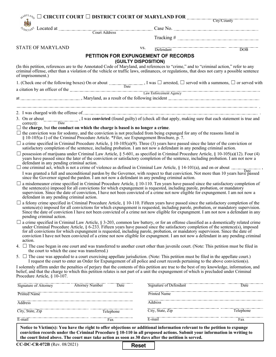 Form CC-DC-CR-072B - Fill Out, Sign Online and Download Fillable PDF ...