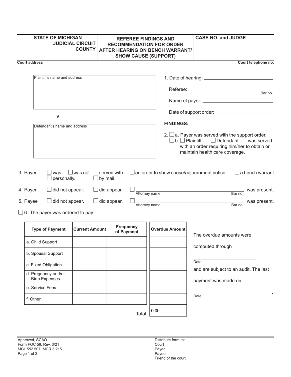 Form FOC56 Download Fillable PDF or Fill Online Referee Findings and ...