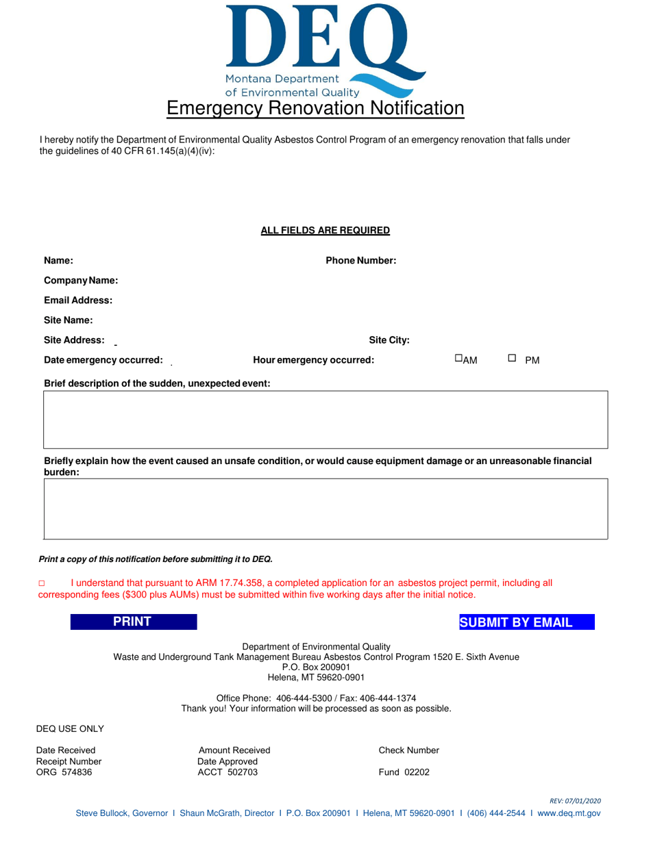 Montana Emergency Renovation Notification - Fill Out, Sign Online and ...
