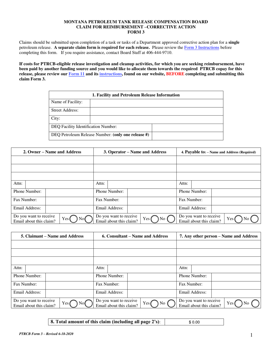 PTRCB Form 3 - Fill Out, Sign Online and Download Fillable PDF, Montana ...