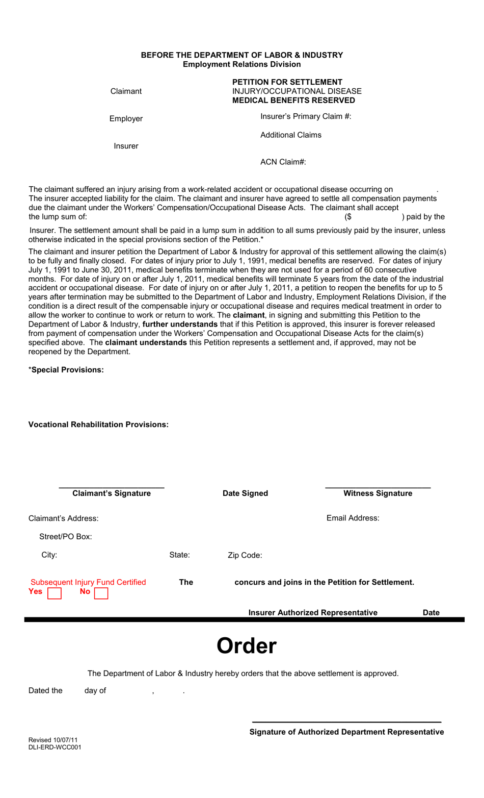 Form DLI-ERD-WCC001 - Fill Out, Sign Online and Download Fillable PDF ...