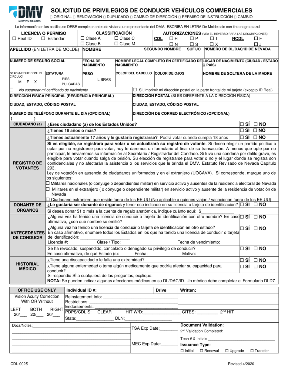 Formulario CDL-002 - Fill Out, Sign Online and Download Fillable PDF ...