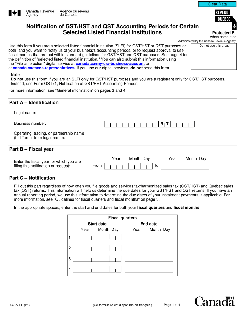 Form RC7271 Download Fillable PDF or Fill Online Notification of Gst ...