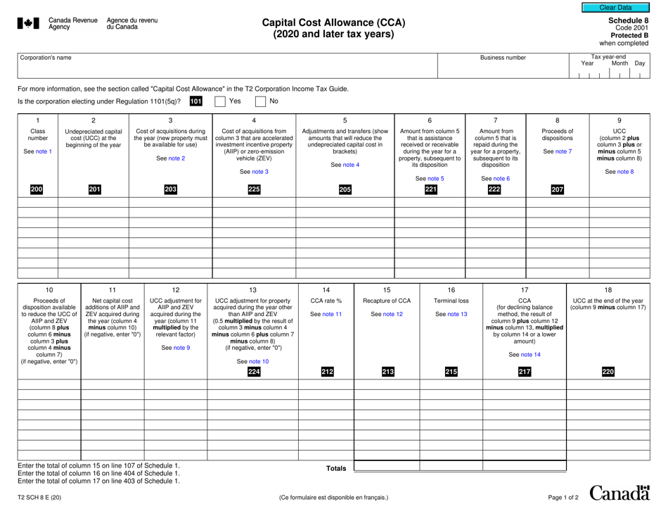 Form T2 Schedule 8 Download Fillable PDF or Fill Online Capital Cost ...