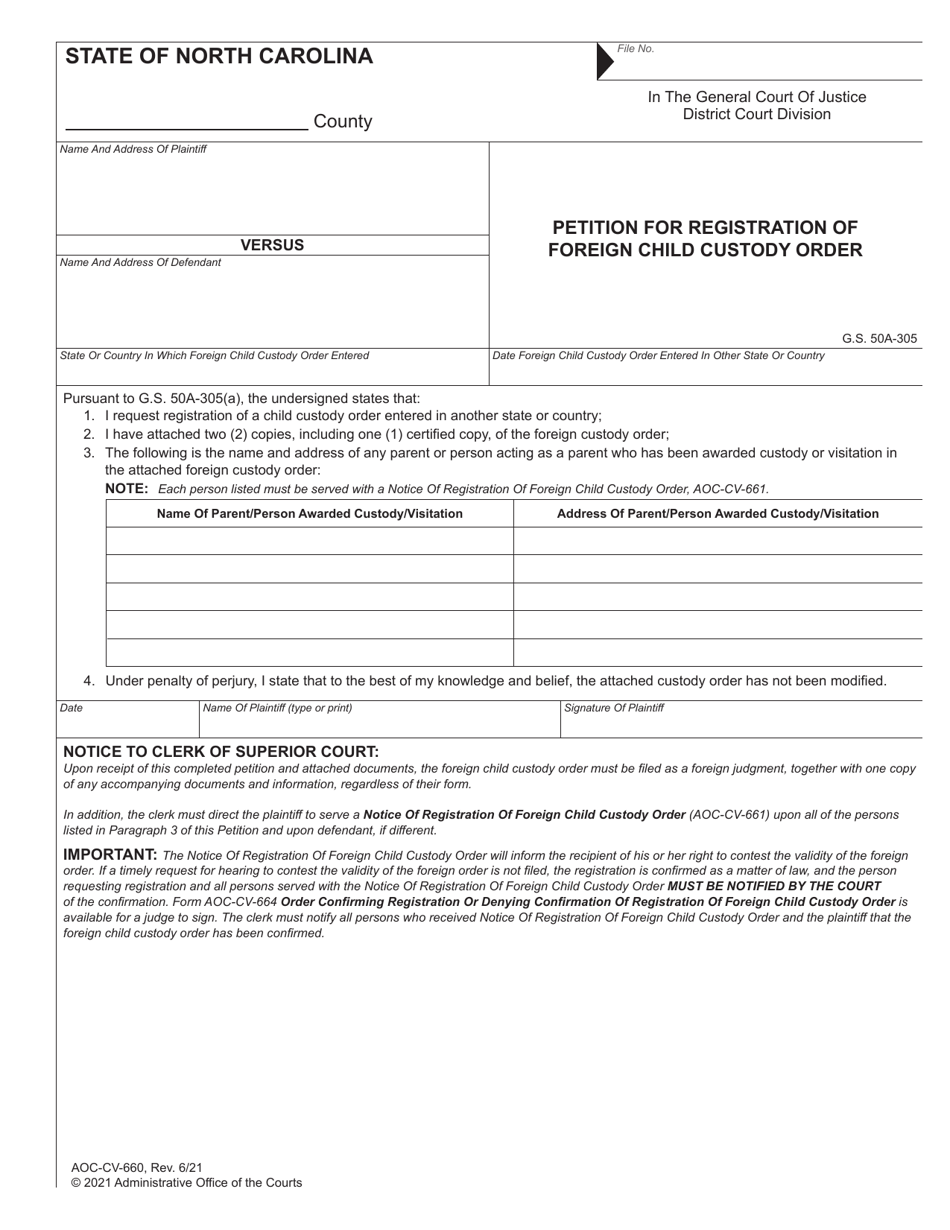 Form AOC-CV-660 Download Fillable PDF or Fill Online Petition for ...